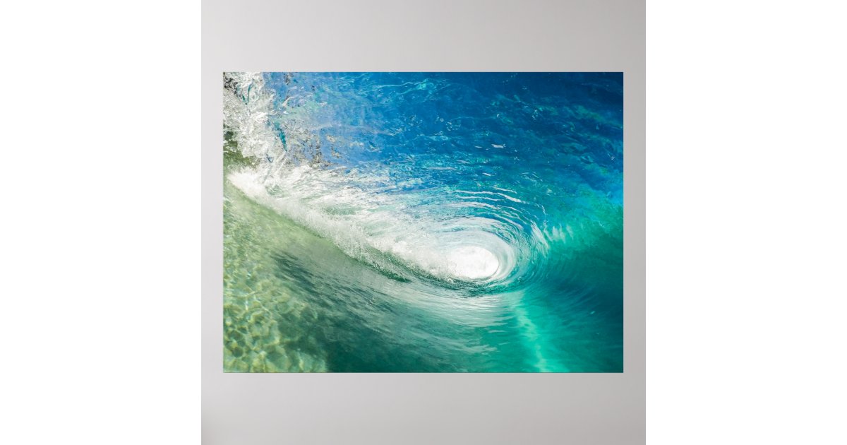 Pacific Ocean big wave barrel Poster | Zazzle