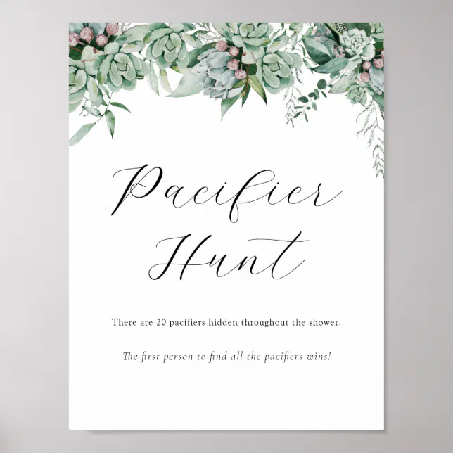 Pacifier Hunt Baby Shower Game Sign | Zazzle