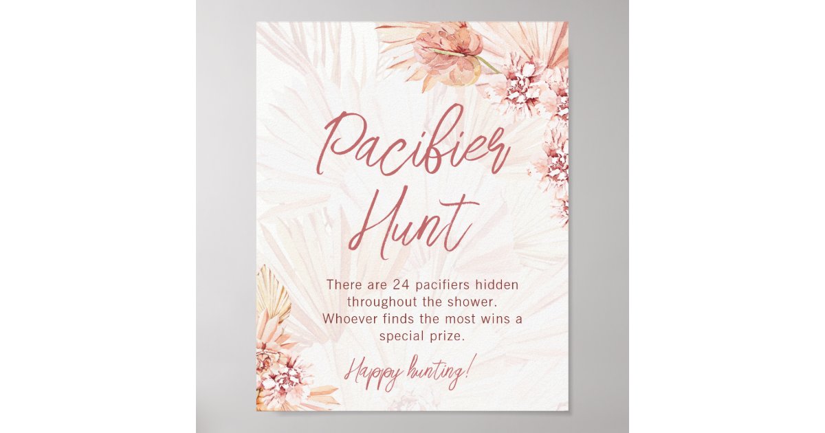Pacifier Hunt Boho Bohemian Baby Shower Sprinkle Poster | Zazzle
