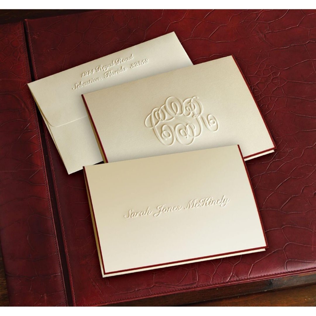 Pack of 25 Wine Hand-Bordered Folded Note Cards | Zazzle