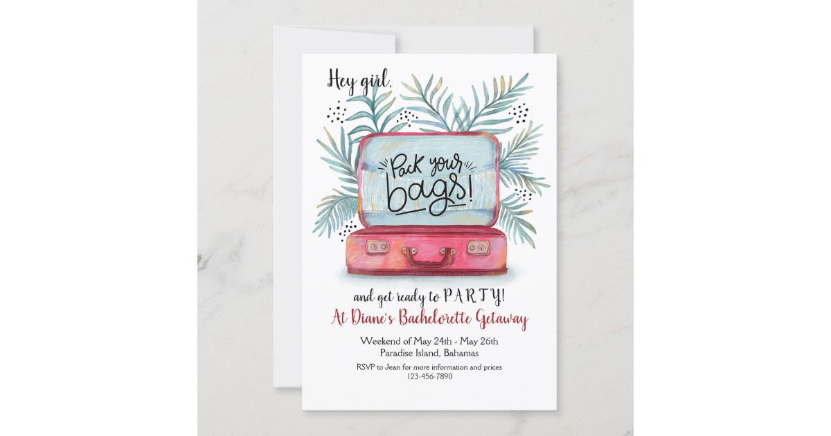 Pack Your Bags Bachelorette Party Invitations | Zazzle