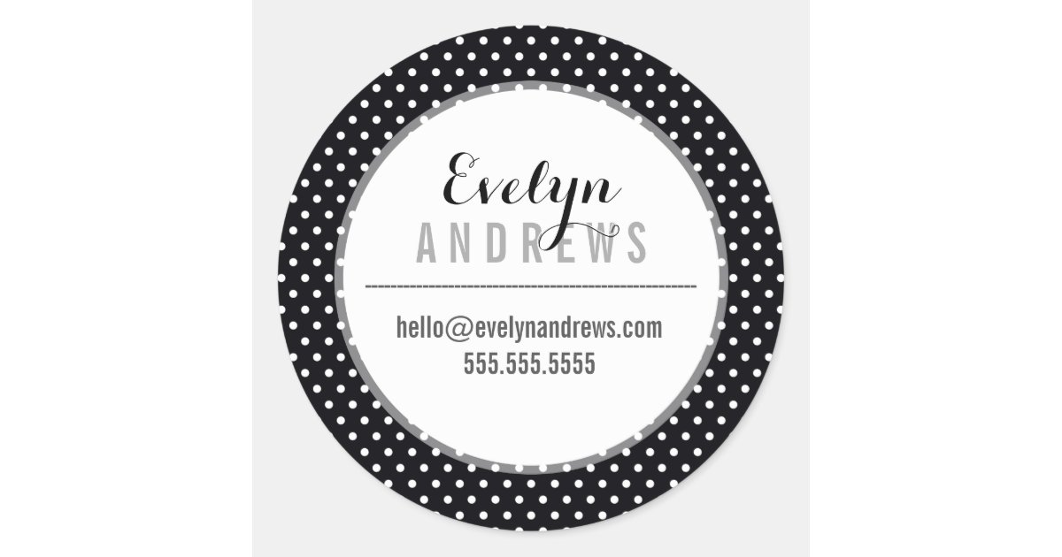 PACKAGING SIMPLE SPOT mini polka dot black white Classic Round Sticker ...