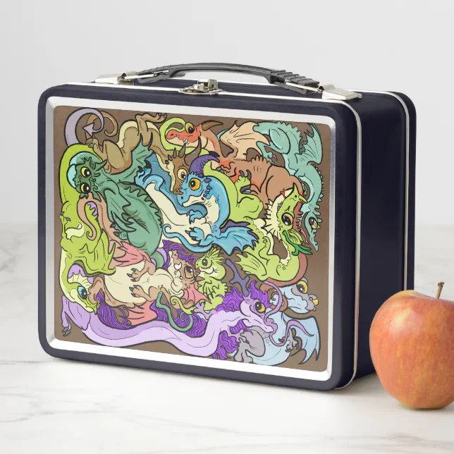Packed in Party Dragons Metal Lunch Box | Zazzle