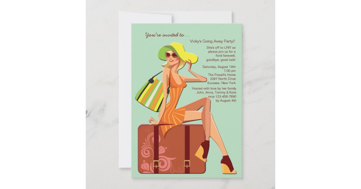 Packed My Bag Going Away Party Invitation | Zazzle