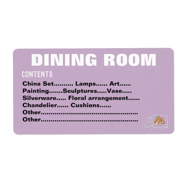 Packing Moving Organizing Labels - Dining Room | Zazzle