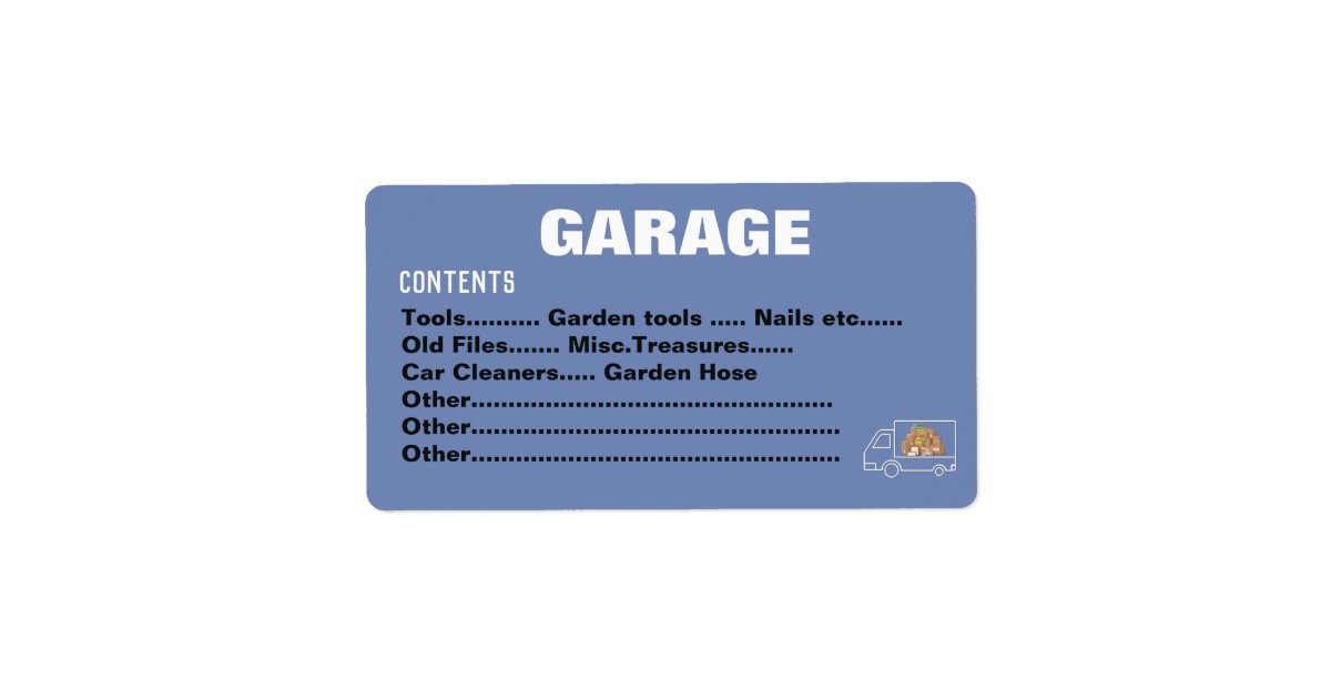 Packing Moving Organizing Labels -Garage | Zazzle