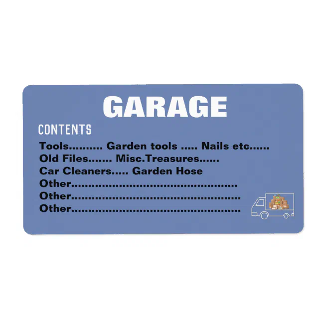 Packing Moving Organizing Labels -Garage | Zazzle