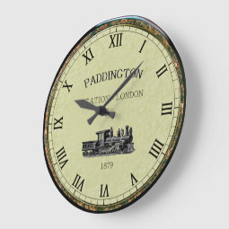 Paddington ~ Steam Engine ~ London England ~ 1879 Large Clock | Zazzle