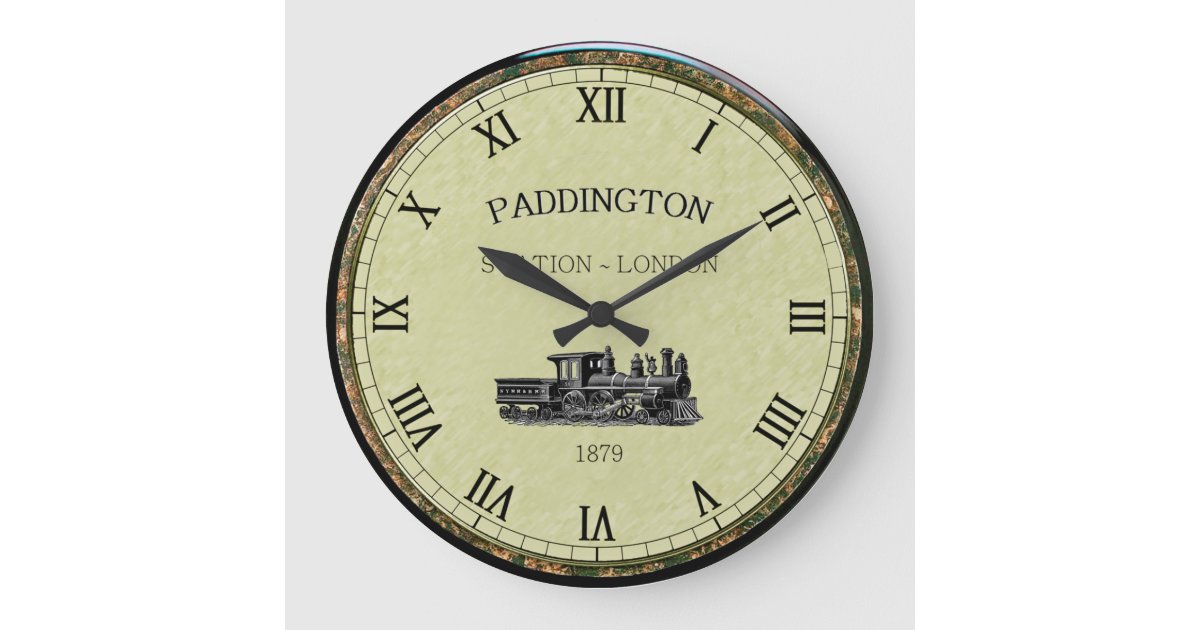 Paddington ~ Steam Engine ~ London England ~ 1879 Large Clock | Zazzle