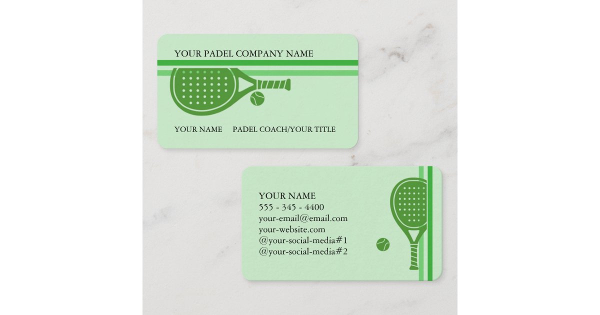 Padel Business Card-Sleek Padel Style Matcha Green Business Card | Zazzle
