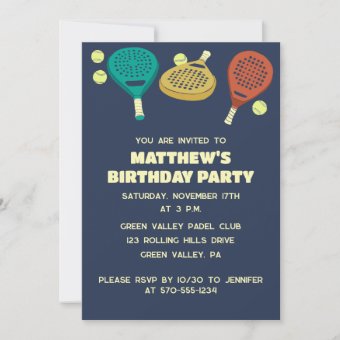 Padel Tennis Themed Custom Party Invitation | Zazzle