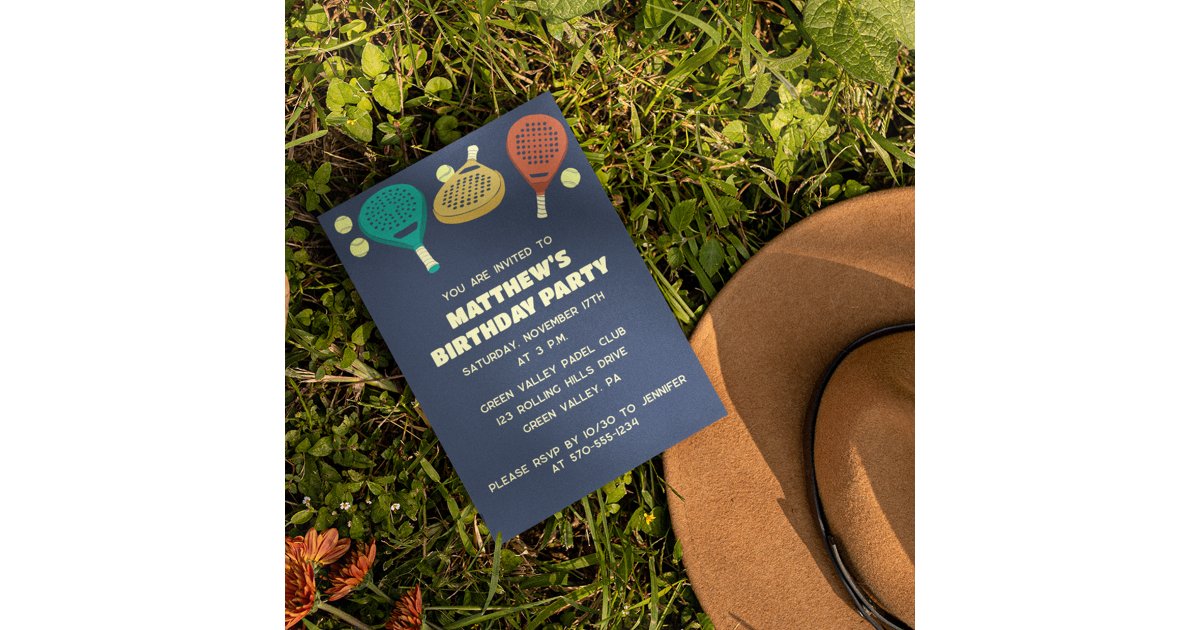 Padel Tennis Themed Custom Party Invitation | Zazzle