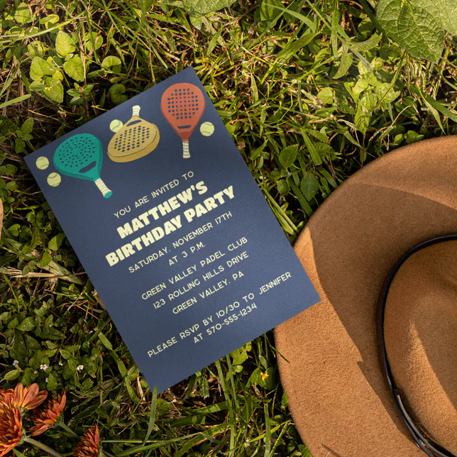 Padel Tennis Themed Custom Party Invitation | Zazzle