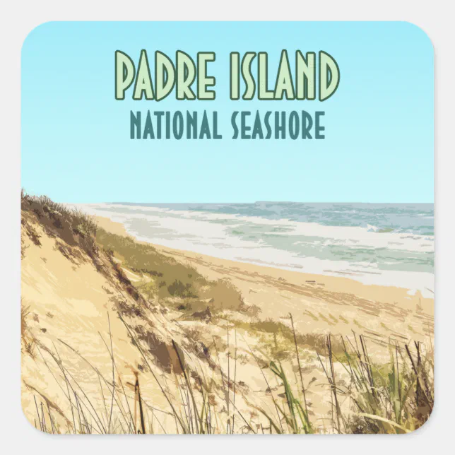 Padre Island National Seashore Texas Square Sticker | Zazzle