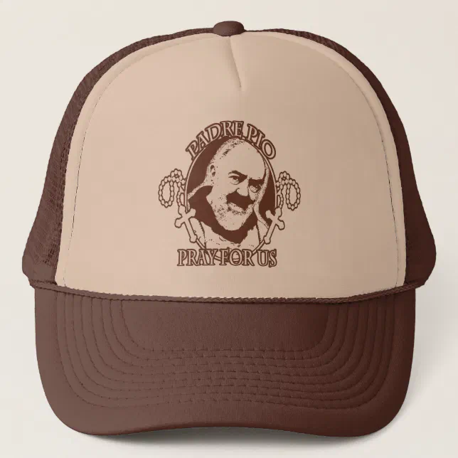 PADRE PIO PRAY FOR US BY EKLEKTIX, TRUCKER HAT | Zazzle