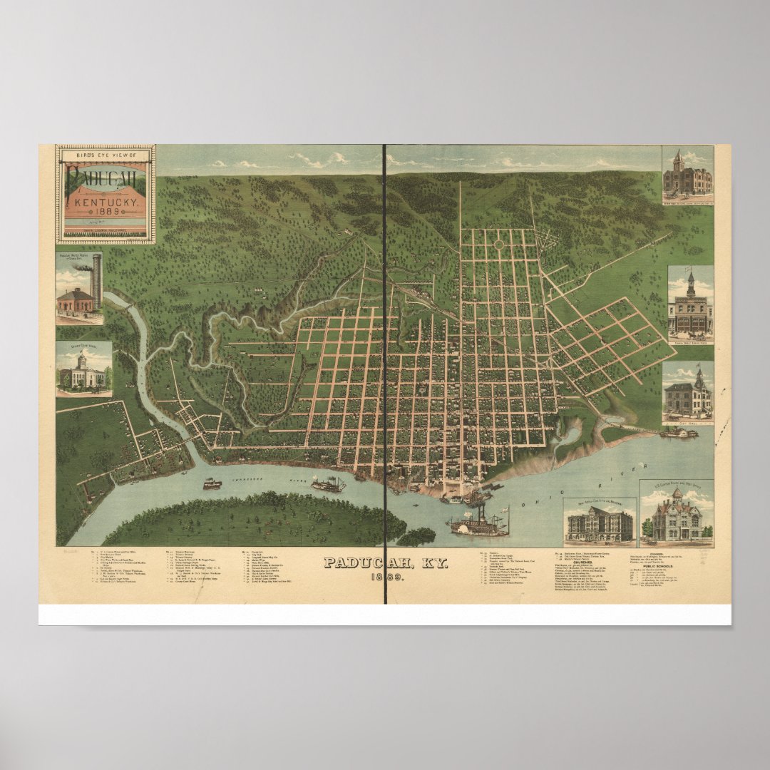 Paducah Kentucky 1889 Panoramic Map Poster | Zazzle