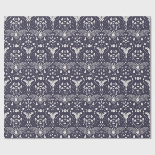 Pagan Witchy Whimsy Symbols Mushroom Bat Moth Moon Wrapping Paper | Zazzle