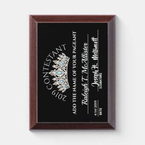 Pageant Contestant Award Plaque | Zazzle