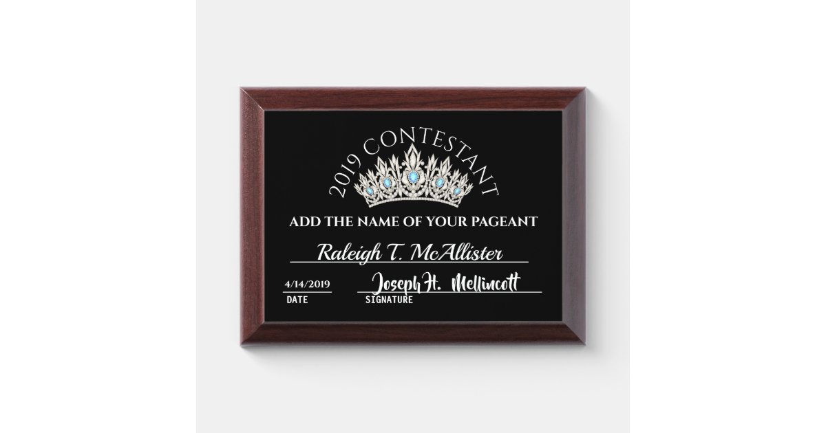 Pageant Contestant Award Plaque | Zazzle