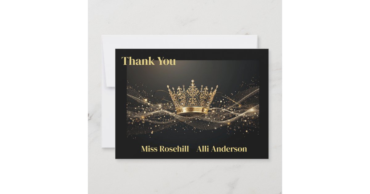 Pageant Crown Flat Thank You Card | Zazzle
