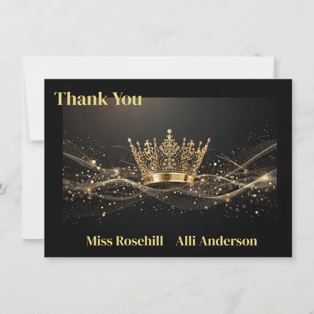 Pageant Crown Flat Thank You Card | Zazzle