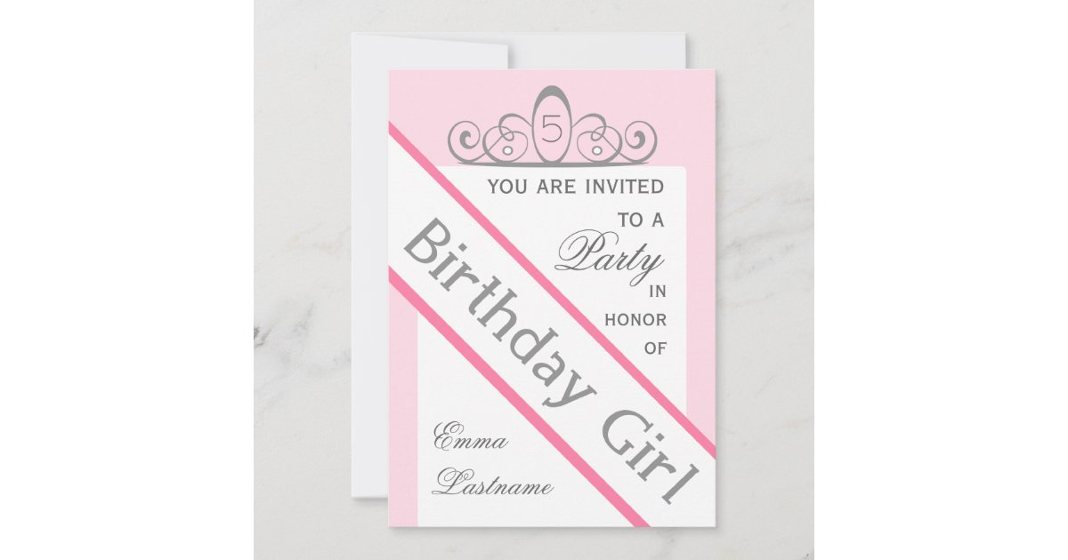 Pageant Sash & Tiara Birthday Party Invitation | Zazzle