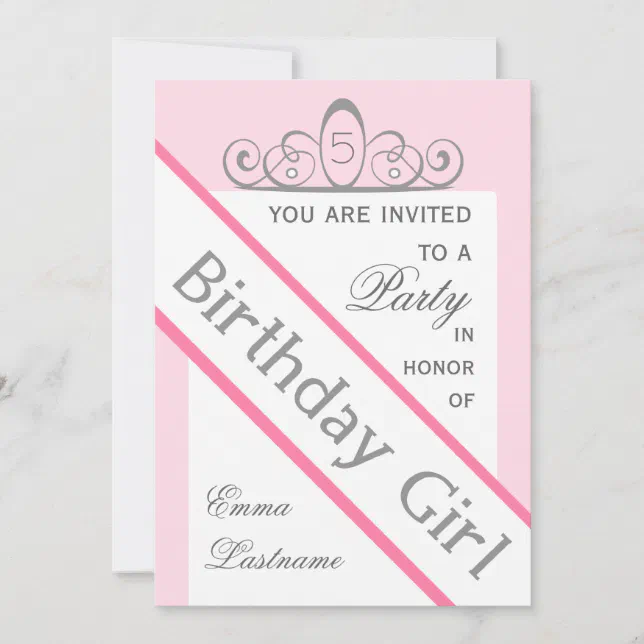 Pageant Sash & Tiara Birthday Party Invitation | Zazzle