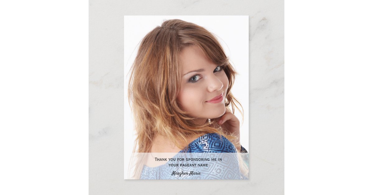 Pageant Sponsor Thank You Photo Postcard | Zazzle