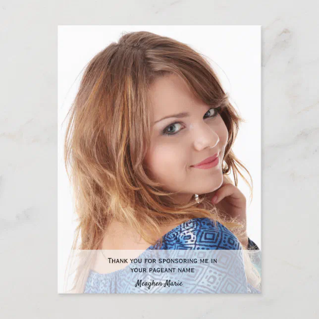 Pageant Sponsor Thank You Photo Postcard | Zazzle