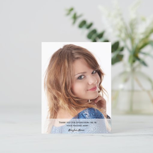 Pageant Sponsor Thank You Photo Postcard | Zazzle