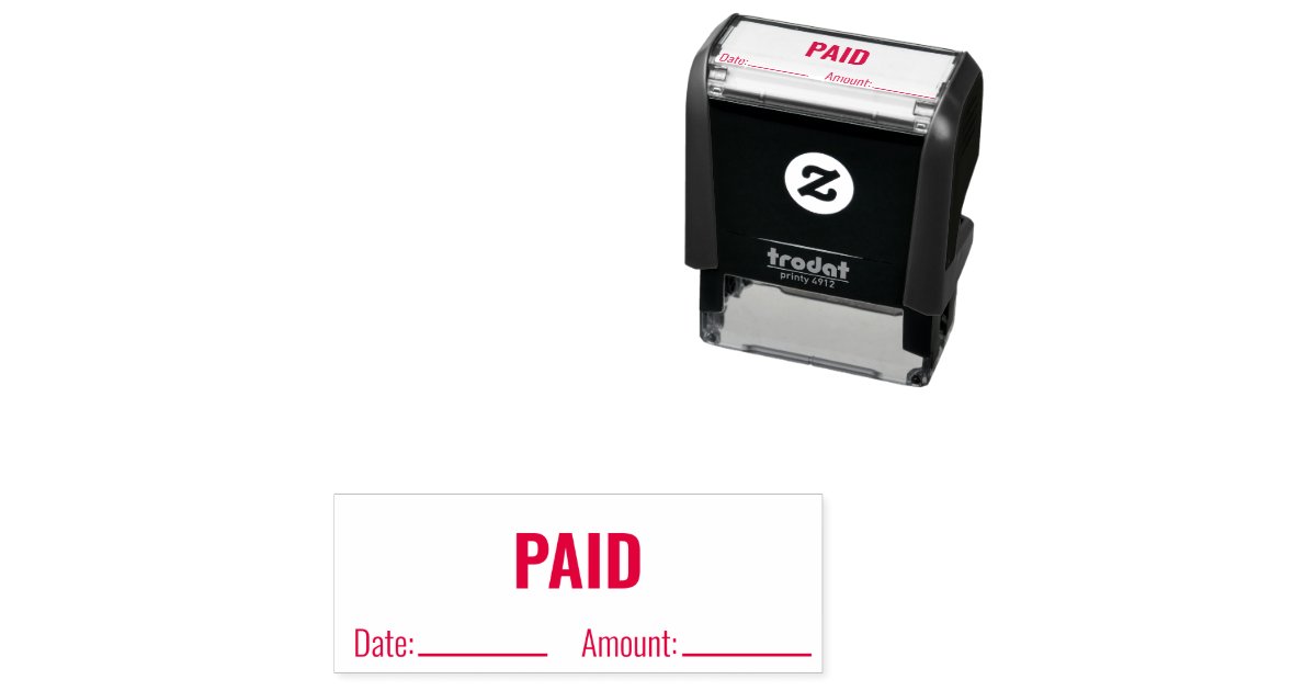 PAID Date Amount Business Text Template Self-inking Stamp | Zazzle