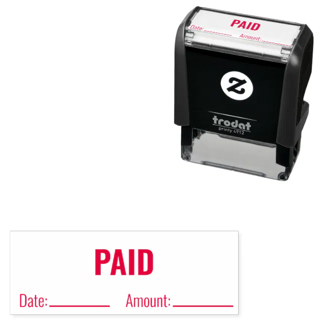 PAID Date Amount Business Text Template Self-inking Stamp | Zazzle