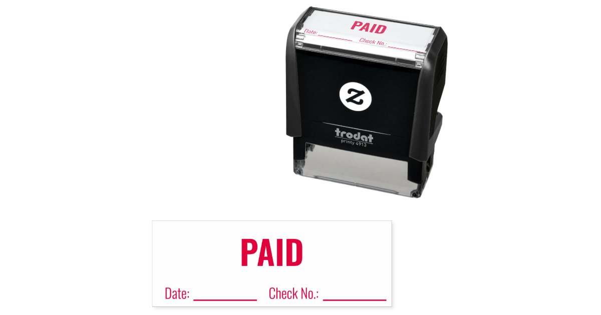 PAID Date Check Number Business Text Template Self-inking Stamp | Zazzle