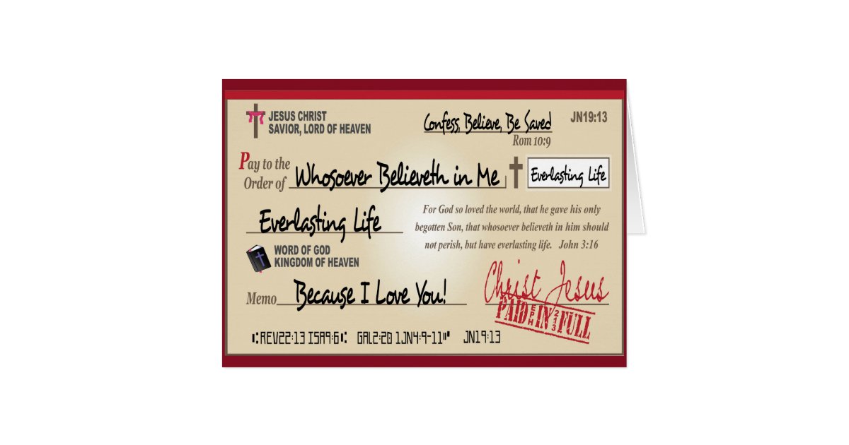 Paid in Full Saved by Jesus Check Christian | Zazzle