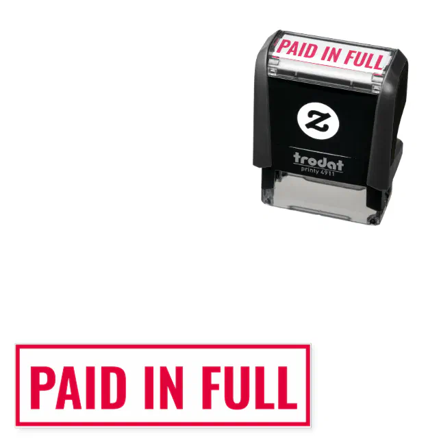 PAID IN FULL with Border Business Text Template Self-inking Stamp | Zazzle