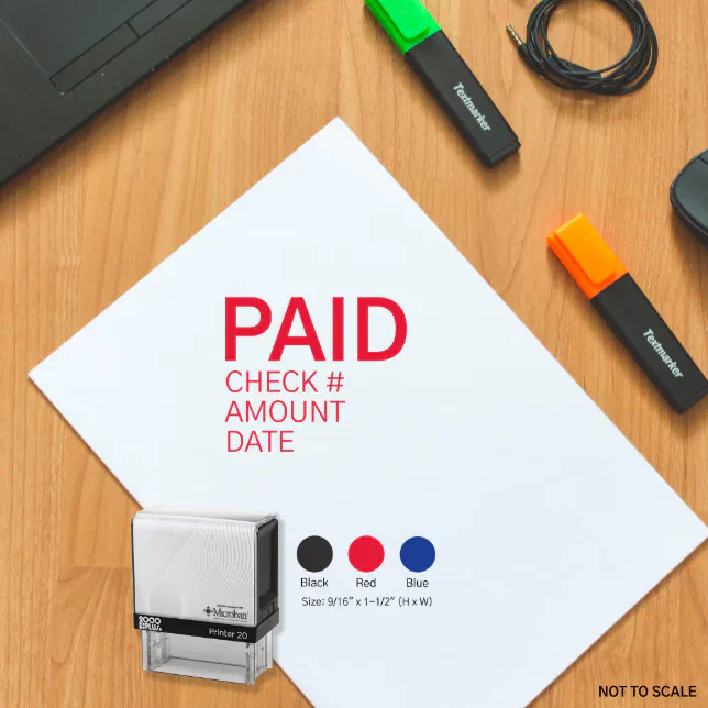 Paid Modern Script Self Inking Rubber Stamp | Zazzle