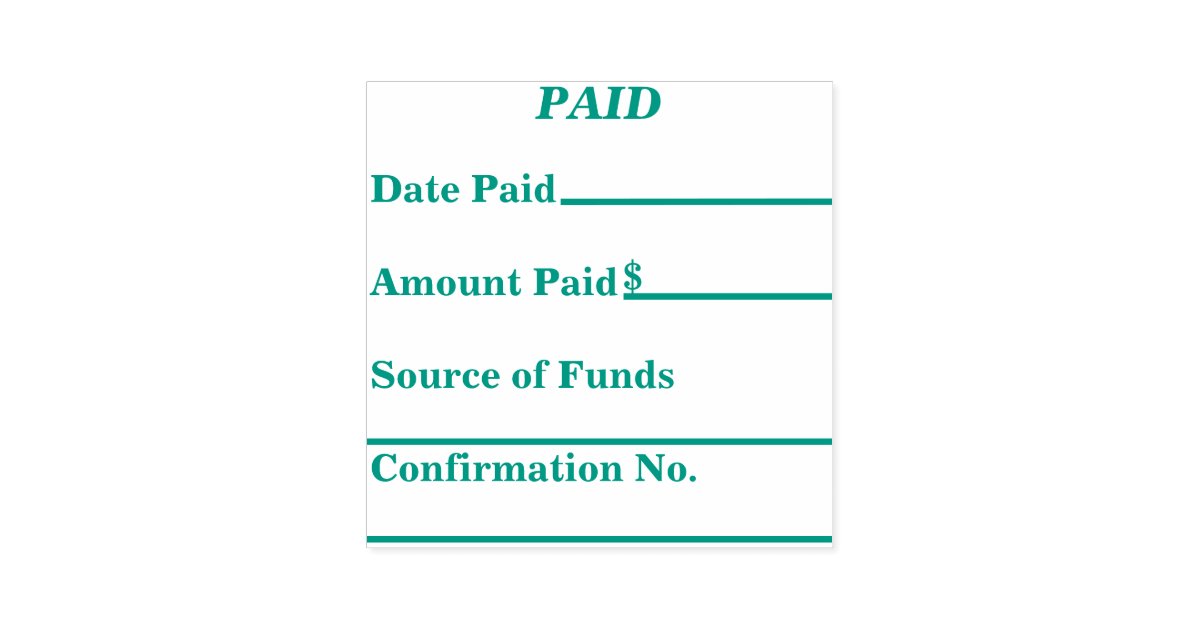 Paid Self Inking Stamp with Payment Information | Zazzle