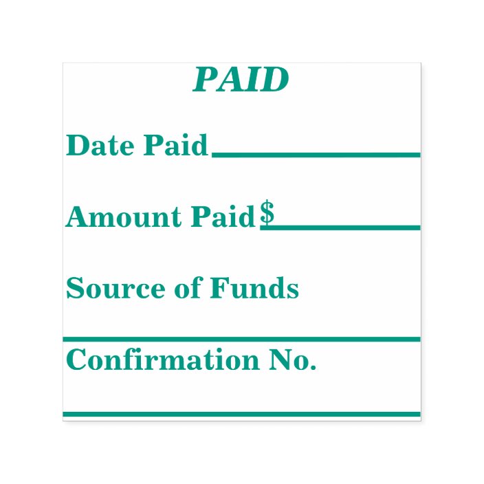 Paid Self Inking Stamp with Payment Information | Zazzle.com