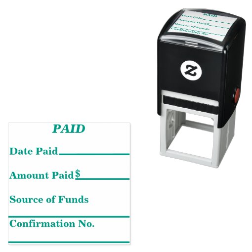 Paid Self Inking Stamp with Payment Information | Zazzle