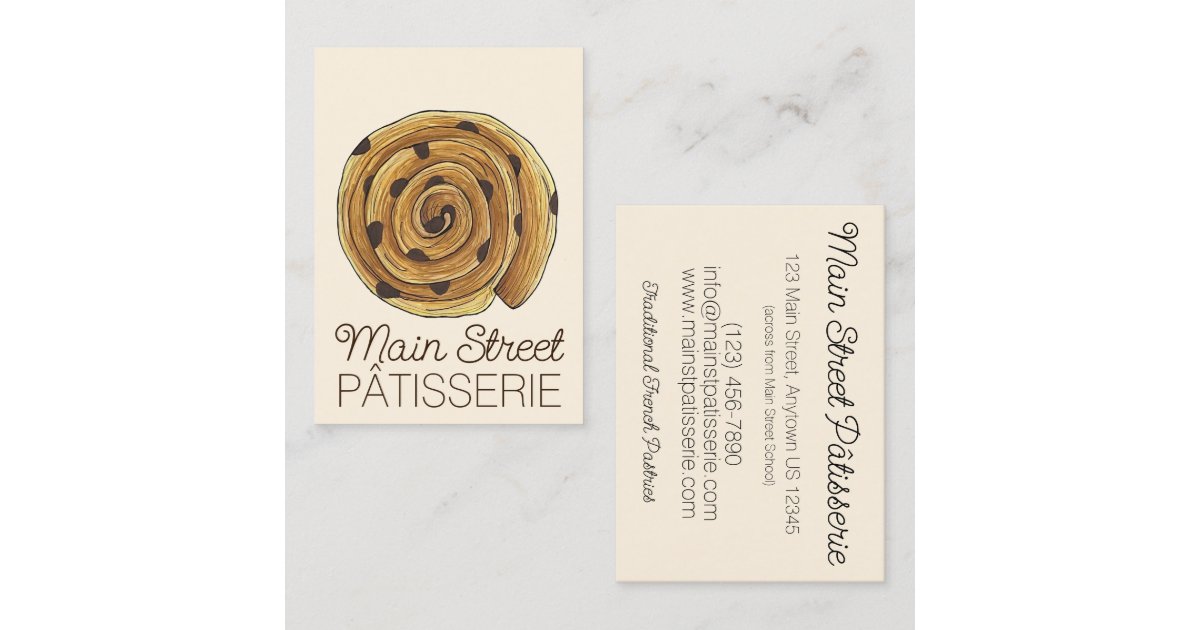 Pain Aux Raisins French Patisserie Bakery Chef Business Card | Zazzle