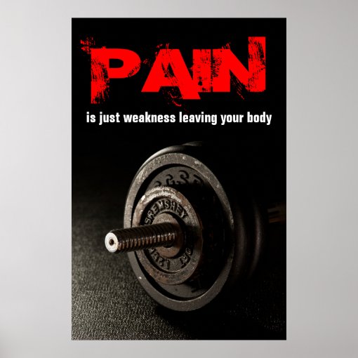 Pain Bodybuilding Fitness Inspirational Dumbell Poster | Zazzle