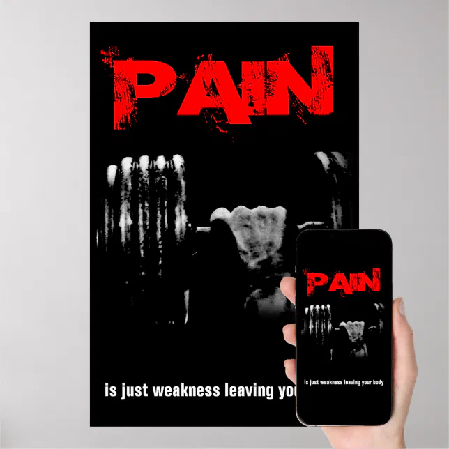 Pain Bodybuilding Fitness Inspirational Poster | Zazzle