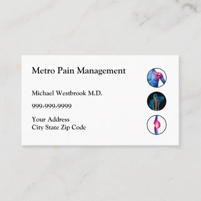 Pain Management Doctor Office Business Card | Zazzle