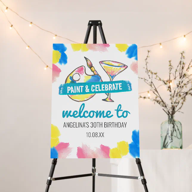 Paint and Sip Art Birthday Party Welcome Sign | Zazzle