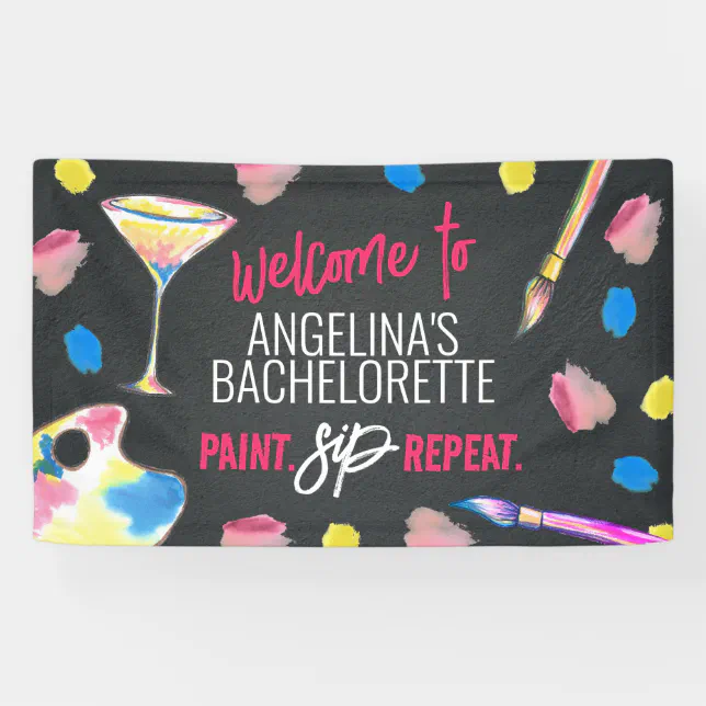 Paint and Sip Chalkboard Bachelorette Party Banner | Zazzle