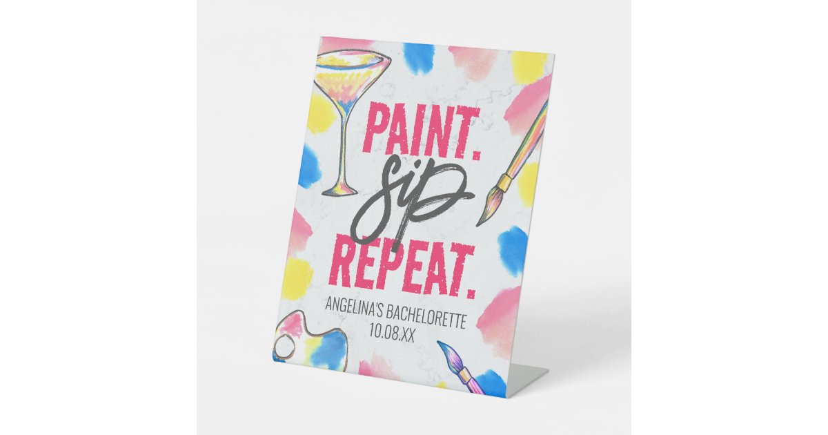 Paint and Sip Marble Bachelorette Party Sign | Zazzle