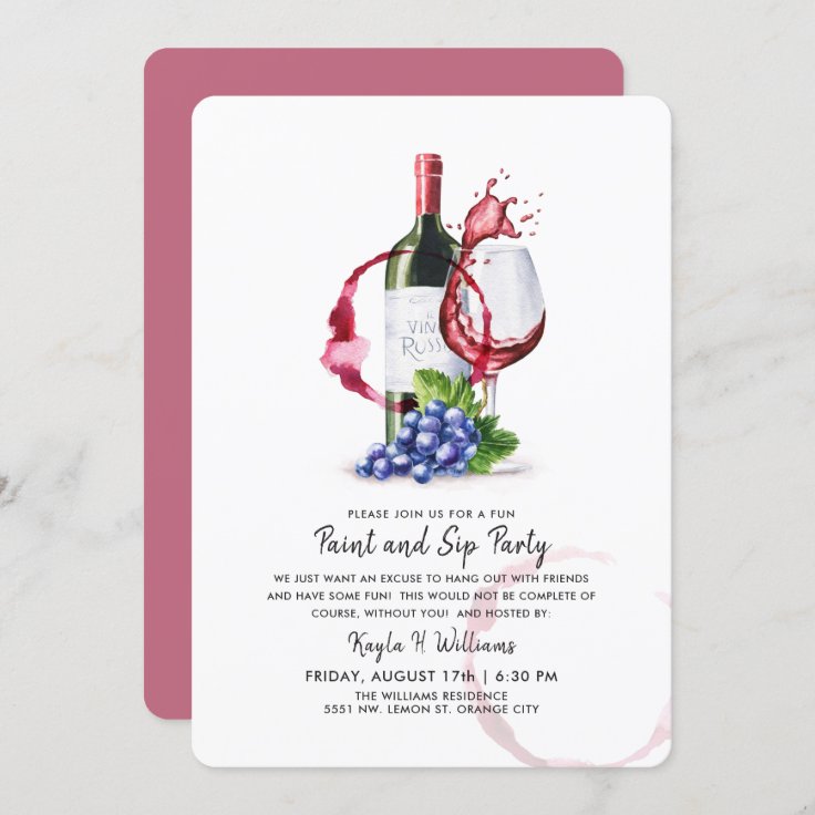 Paint and Sip Party Invitation | Zazzle