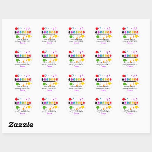 paint box with splatters classic round sticker | Zazzle