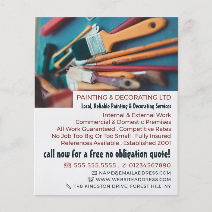 Paint Brushes, Painter & Decorator Advertising Flyer | Zazzle.com