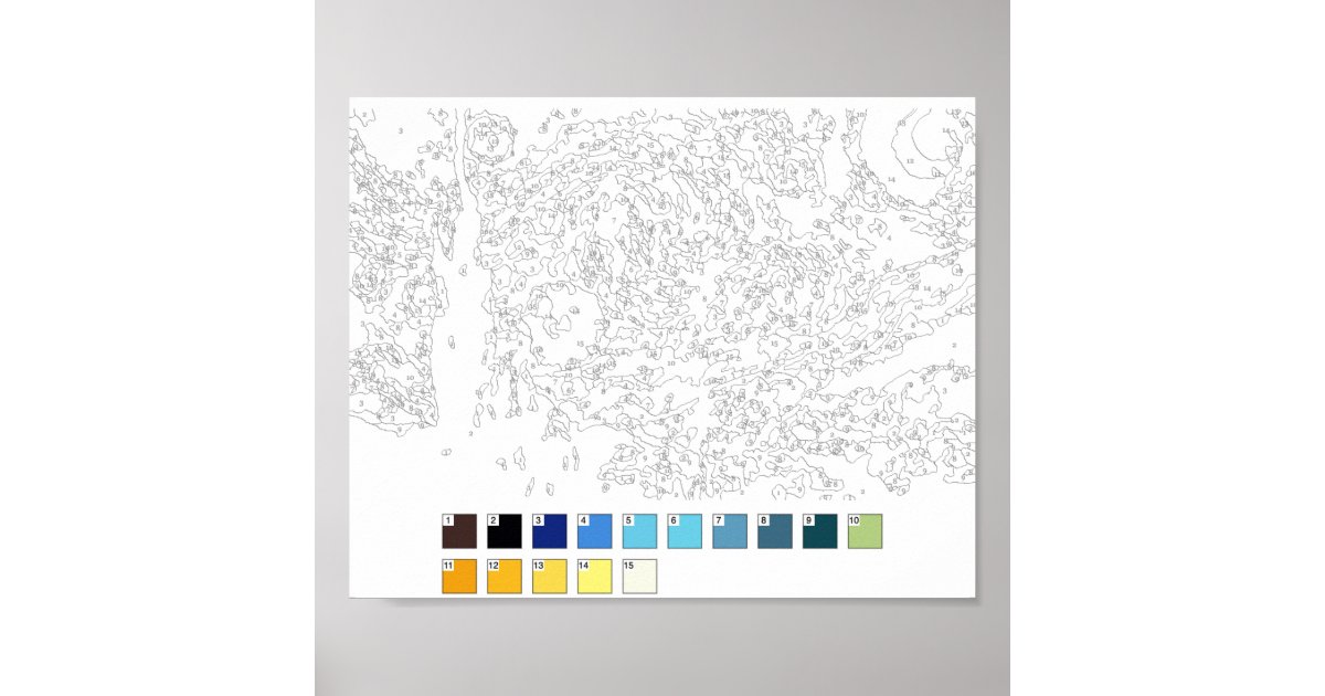 Paint By Numbers: The Starry Night Poster | Zazzle